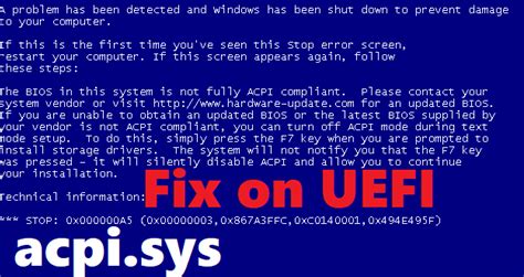 experimental acpi sys 0x000000a5 fix on uefi dnbnt free download