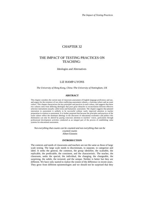 pdf the impact of testing practices on teaching ideologies and
