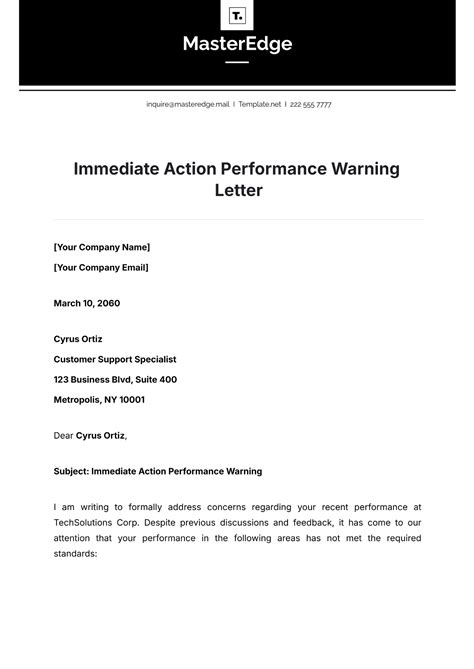 Free Warning Letter For Safety Violation Template To Edit Online