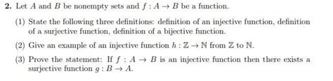Solved 2 Let A And B Be Nonempty Sets And F A B Be A