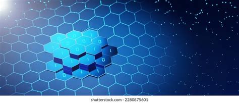 Binary Code On Hexagons Abstract Background Stock Illustration