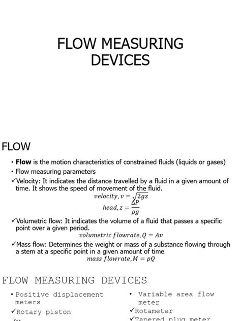Flow Measuring Devices 2025 Pdf Flow Measurement Fluid Dynamics