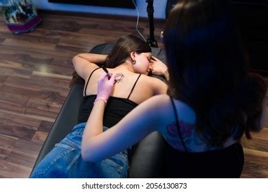 Sexy Woman Magnifying Glass Measuring Size Stock Photo 620140694 Shutterstock