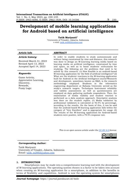 Pdf Development Of Mobile Learning Applications For Android Based On