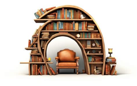 Premium Photo Playful Bookcase Illustration On White Background