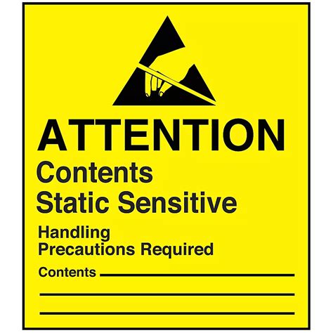 Static Warning Labels Attentioncontents Static Sensitive 2 12 X
