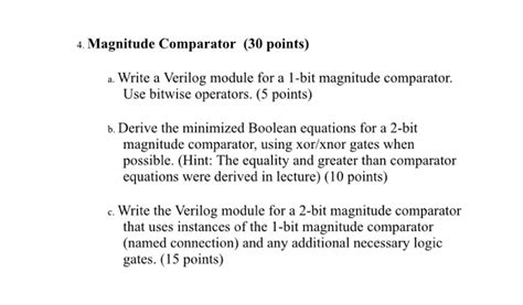 Solved Magnitude Comparator Points A Write A Chegg