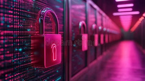 Cybersecurity Data Center Server Room Protection Stock Illustration