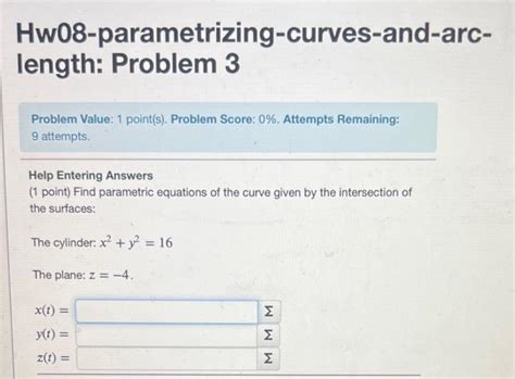 solved hw08 parametrizing curves and arclength problem 3
