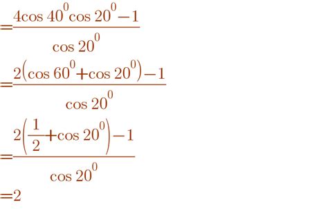4 Sin 50 1 Cos 20 Tinku Tara