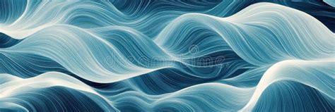 Seamless Wave Like Pattern In Blue And White Tones Creating A Tranquil Ocean Feeling Generative