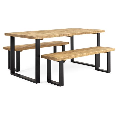 Armstrong Industrial Dining Table And Benches Handcrafted Uk