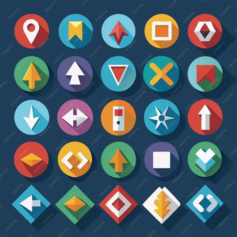 Premium Vector Colorful Flat Arrow Icons Collection 25 Vector Icons