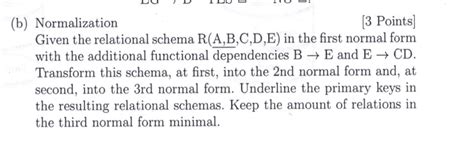 Solved B Normalization Points Given The Relational Chegg