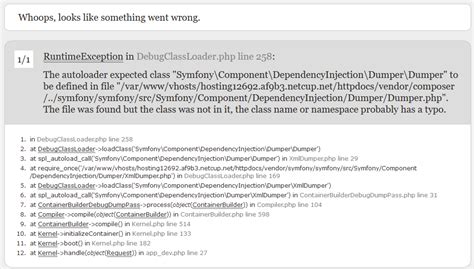 Symfony Deploying Runtimeexception In Debugclassloaderphp Line 258