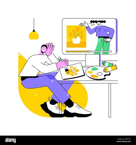 Painting Classes Isolated Cartoon Vector Illustrations Smiling Boy
