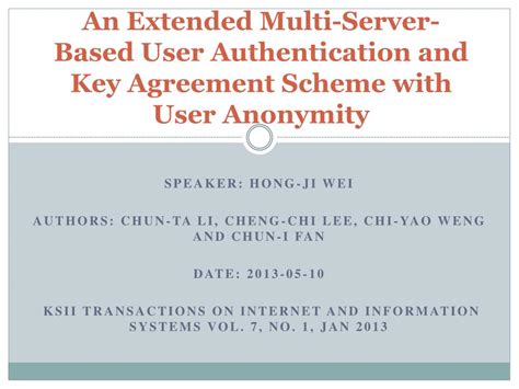 Ppt An Extended Multi Server Based User Authentication And Key