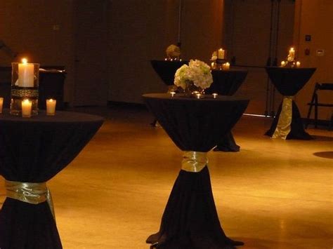 Black Linen Table Ideas Cocktail Tables With Black Linens Black Gold Wedding Black Gold