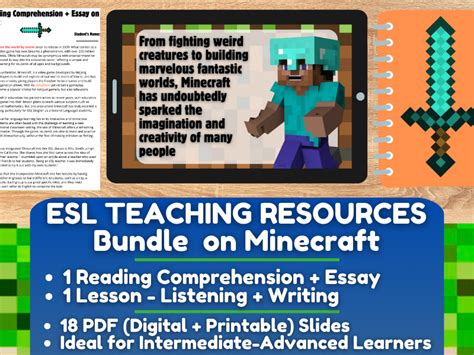 Esl Reading Comprehension Worksheets Lesson Plan On Minecraft 50