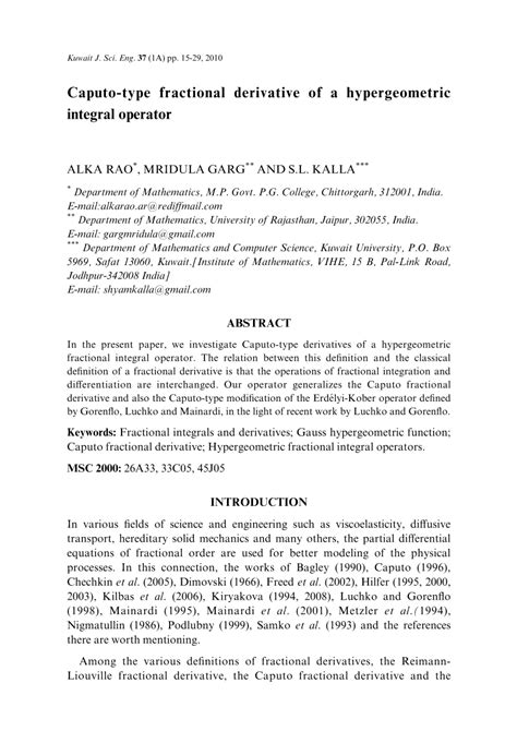Pdf Caputo Type Fractional Derivative Of A Hypergeometric Integral Operator