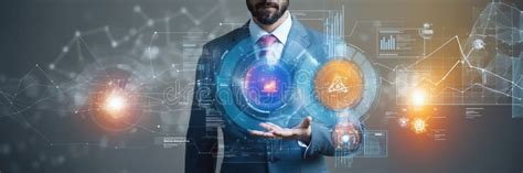 Data Scientist Overlaid With Algorithms Predictive Graphs And Tech