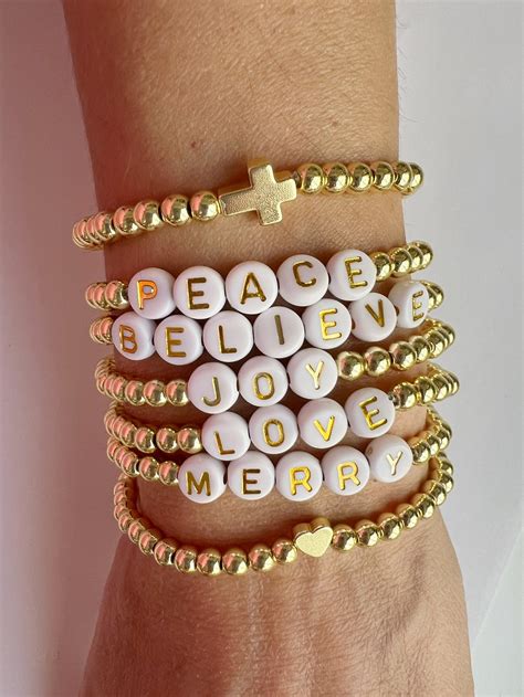 Custom Mother Gold Beaded Bracelet Mama Bracelet Gold Bead Stretch Bracelet First Time Mom Gift