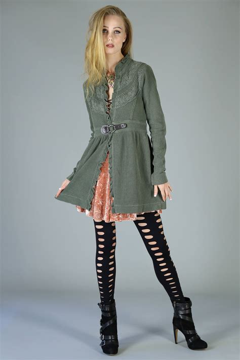 Sale Sgt Pepper Thermal Boho Jacket Olive Green Flash Sale Size