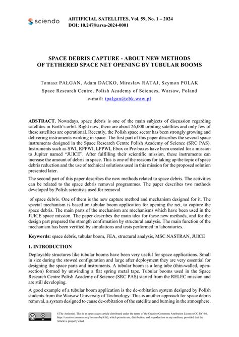 Pdf Space Debris Capture About New Methods Of Tethered Space Net Opening By Tubular Booms