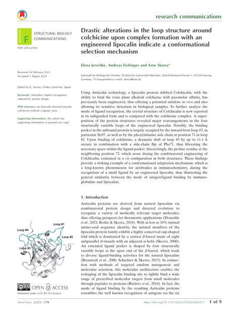 Pdf Drastic Alterations In The Loop Structure Around Colchicine Upon Complex Formation With An