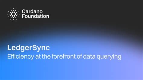 ledger sync efficient data querying for cardano blockchain