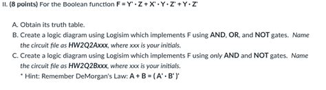 Solved II Points For The Boolean Function Chegg Com