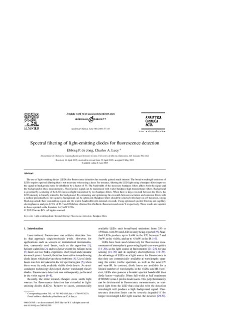 Pdf Spectral Filtering Of Light Emitting Diodes For Fluorescence