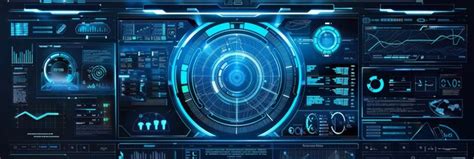 A Futuristic Technology Interface With A Central Circular Display Surrounded By Various Data D