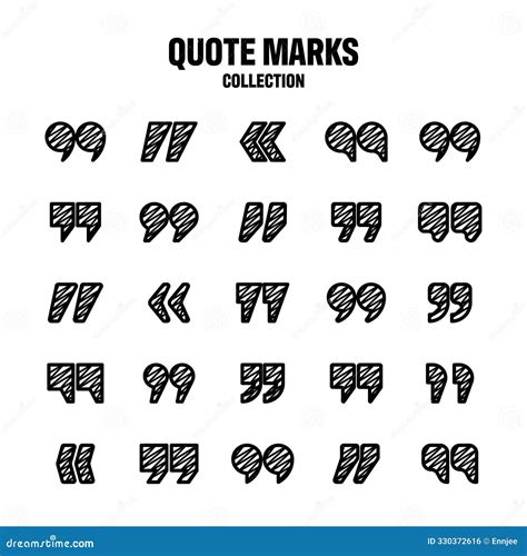 Hatched Text Quotation Marks Hand Drawn Quotes Icon Typographic Speech Mark Symbol Vector
