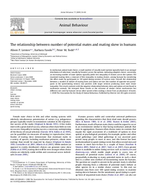 Pdf The Relationship Between Number Of Potential Mates And Mating