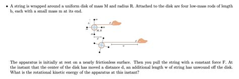 solved a string is wrapped around a uniform disk of mass m
