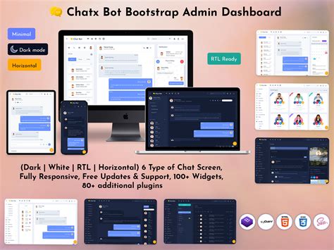 unique horizontal light creative bootstrap dashboard of chat bot