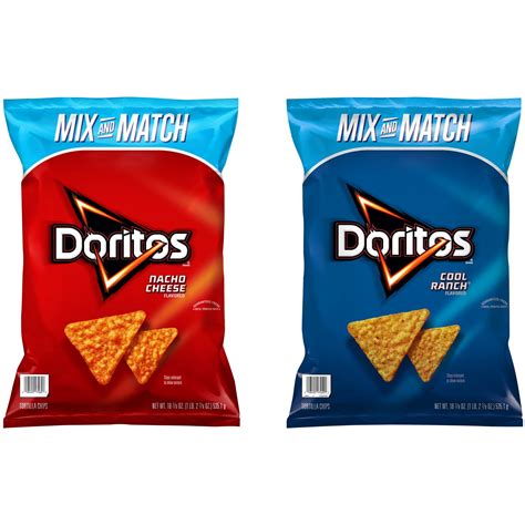 Frito Lay Doritos Nacho Cheese And Doritos Cool Ranch Flavored Tortilla