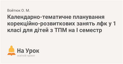 Календарно тематичне планування корекційно розвиткових занять лфк у 1 класі для дітей з ТПМ на І
