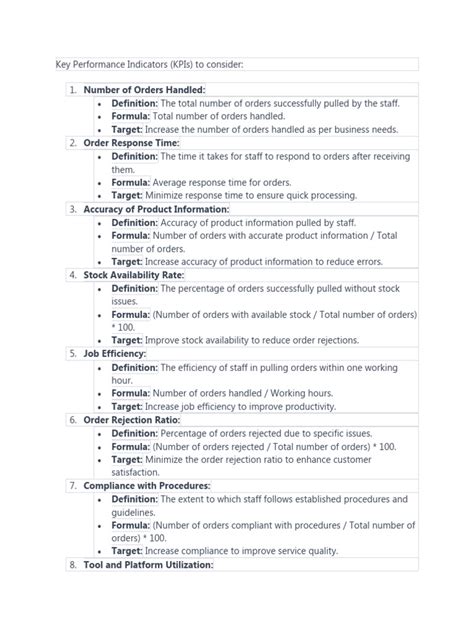 key performance indicators pdf performance indicator customer