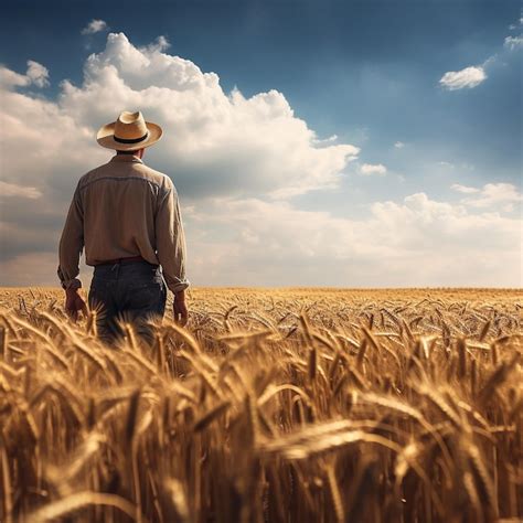 Premium Ai Image Farmer In Wheat Field