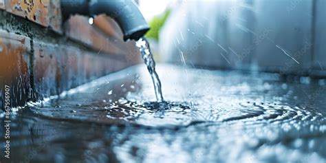 Detailed View Of Rainwater Overflow Pipe Leading To Drainage System