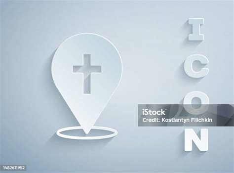 회색 배경에 격리 된 종이 컷 지도 핀 교회 건물 아이콘 기독교 교회 교회의 종교 종이 아트 스타일 벡터 0명에 대한 스톡 벡터 아트 및 기타 이미지 Istock