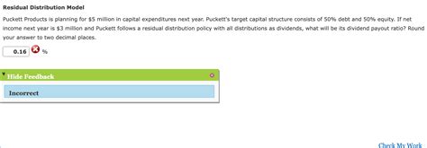 Solved Residual Distribution Modelpuckett Products Is