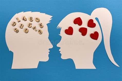 The Concept Of Thinking Of A Man And A Woman Male Logic Versus Female Emotions Stock Image