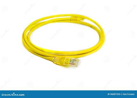 LAN Network Connection Ethernet RJ 45 Cable Yellow Color Stock Image Image Of Equipment