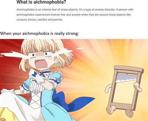 What Is Aichmophobia Aichmophobia Is An Intense Fear Of Sharp Objects It S A Type Of Anxiety