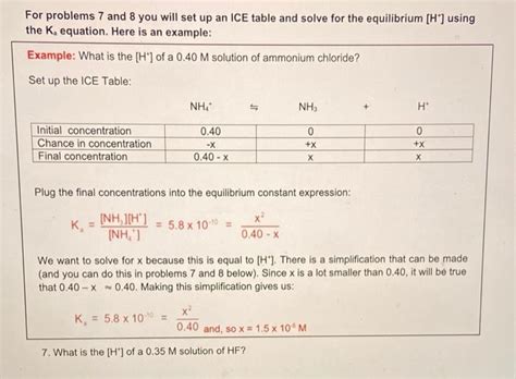 Solved For Problems 7 And 8 You Will Set Up An Ice Table And