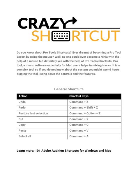 Pro Tools Keyboard Shortcuts Pdf Pdf Software Development Keyboard Shortcut
