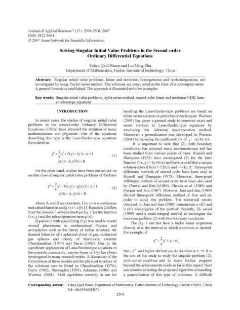 pdf solving singular initial value problems in the second order